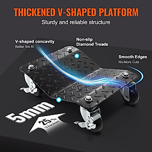 VEVOR Wheel Dolly, 6000 lbs/2722 kg Car Moving Dolly, Wheel Dolly Car Tire Stake Set of 4 Piece, Heavy-Duty Car Tire Dolly Cart Moving Cars, Trucks, Trailers, Motorcycles, and Boats