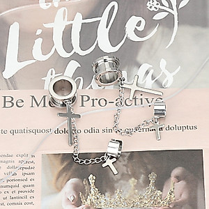 YOFANST Stainless Steel Dangle Cross Ear Tunnels Chain Huggie Hoop Earrings Gauges 00G, Silver