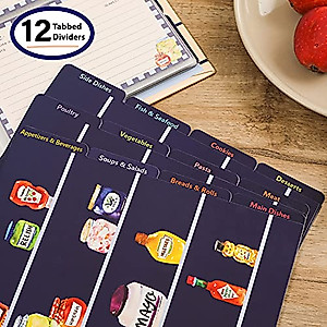 COFICE Recipe Book Binder – 8.5x9.5 Recipe Ring Binder, 4x6 Cards and Tabbed Dividers, Seasoning Design