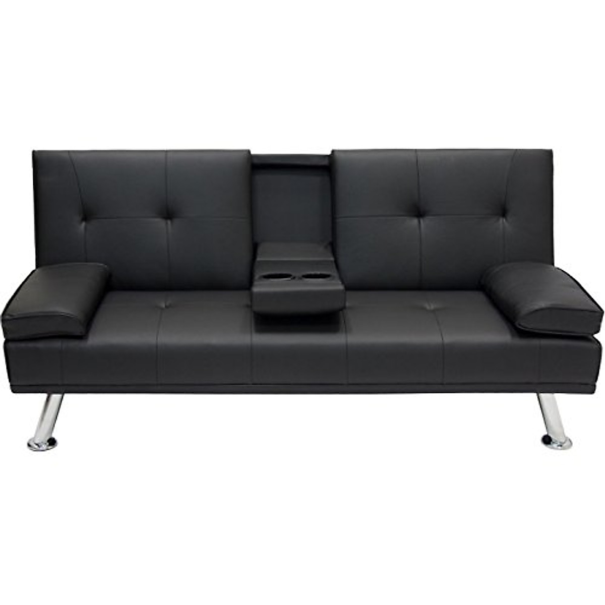 Entertainment Convertible Futon Sofa Bed with Cup Holder Couch Recliner Lounger Sleeper Home Living Room Bedroom Apartment Studio Modern Space Saving Furniture Décor Multifunctional Versatile