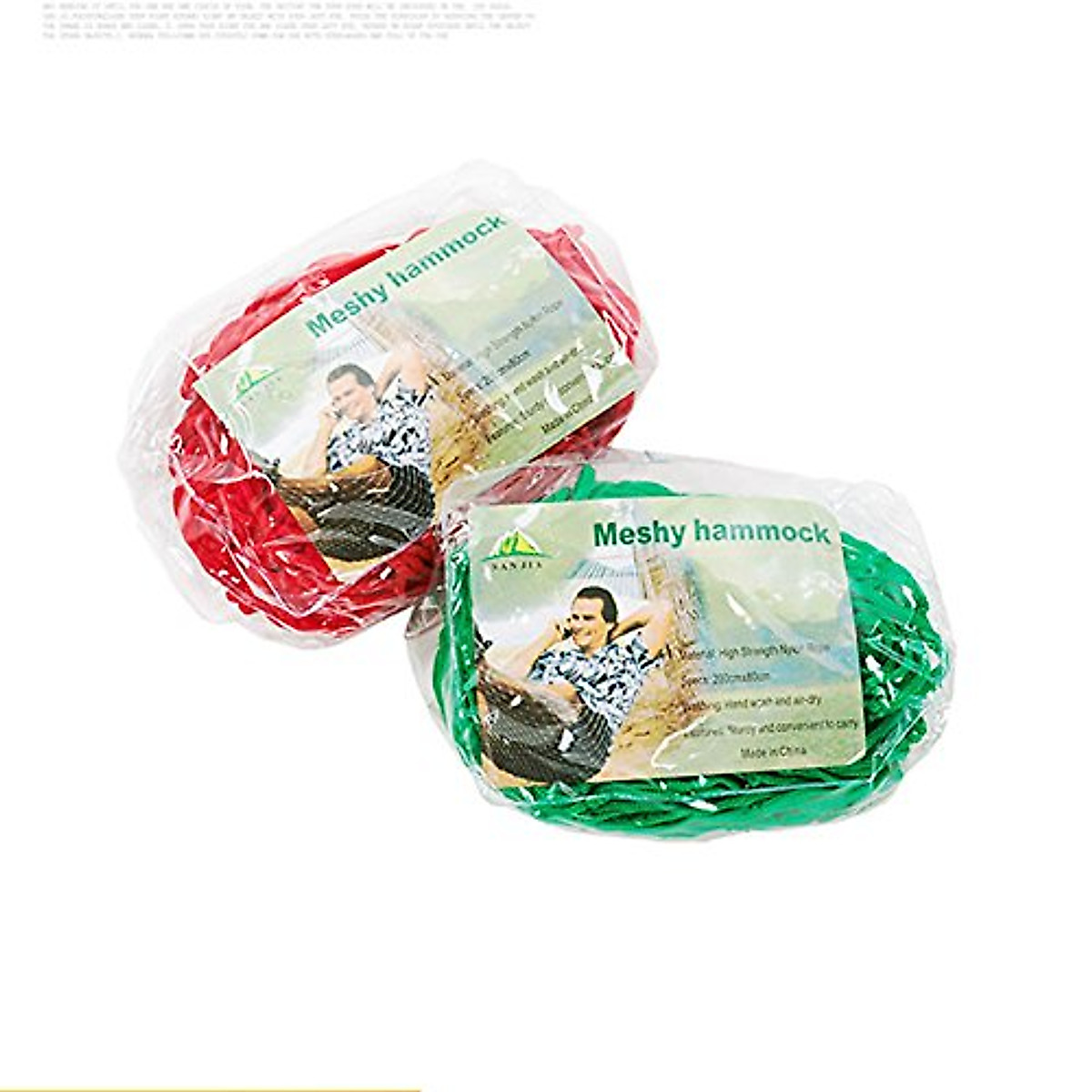 Portable Camping Hammock Nylon Mesh Rope Hanging Bed Outdoor Garden Hanging Mesh Net Sleeping Bed Chair Swing for Hiking Camping Travel Sports Beach Yard Relaxing (Red)