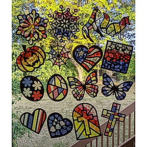 VHALE Suncatcher Kit for Kids, 3 Sets of Stained Glass Effect Paper Suncatchers (9 Cutouts, 27 Tissue Papers), Window Art, Classroom Arts and Crafts, Party Favors (St. Patrick's Day)