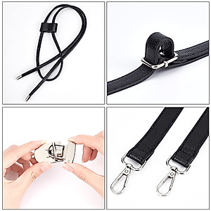 PH PandaHall Black PU Leather Backpack Making Kits DIY Knitting Crochet Bags Bag Bottom Shaper Pad Insert Cushion Base with Holes Bag Straps Clasps for Knitting Woven Bags DIY Backbag Purse