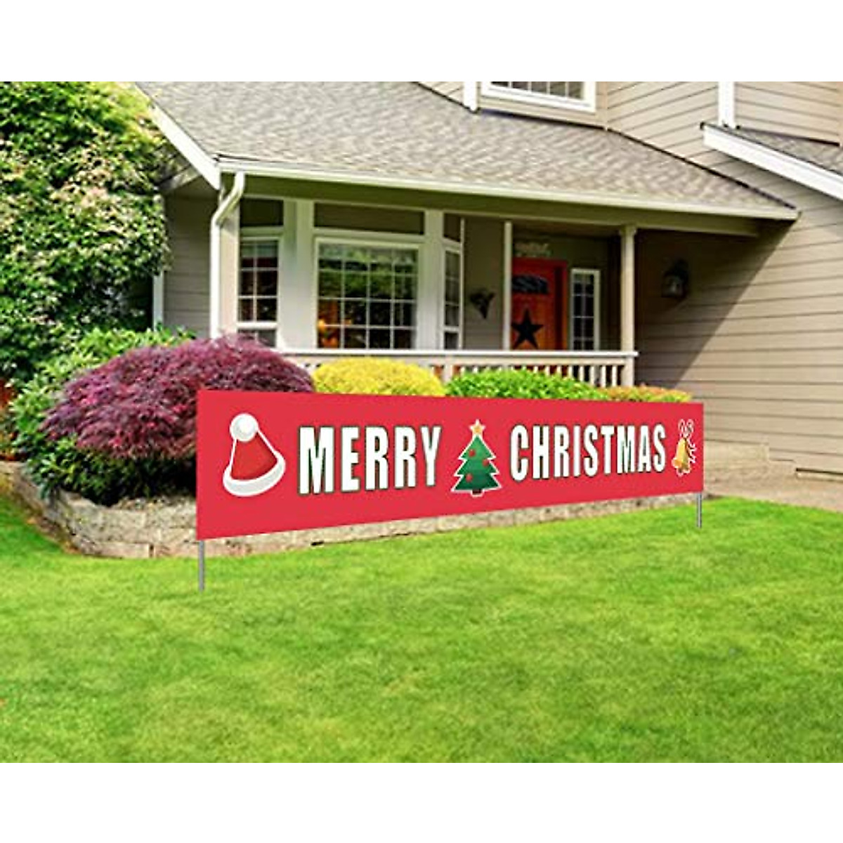 Merry Christmas Banner | Large Xmas Sign | Huge Xmas House Home Outdoor Party Decoration
