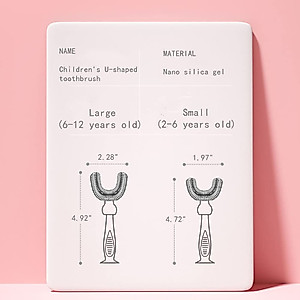 JYZPJ 2 Pack Kids U Shaped Toothbrush Toddler Toothbrush with Soft Silicone Bristles with Suction Cup Base 360 U Type Toothbrush for Children Ages 2-12 (6-12 Years Old)