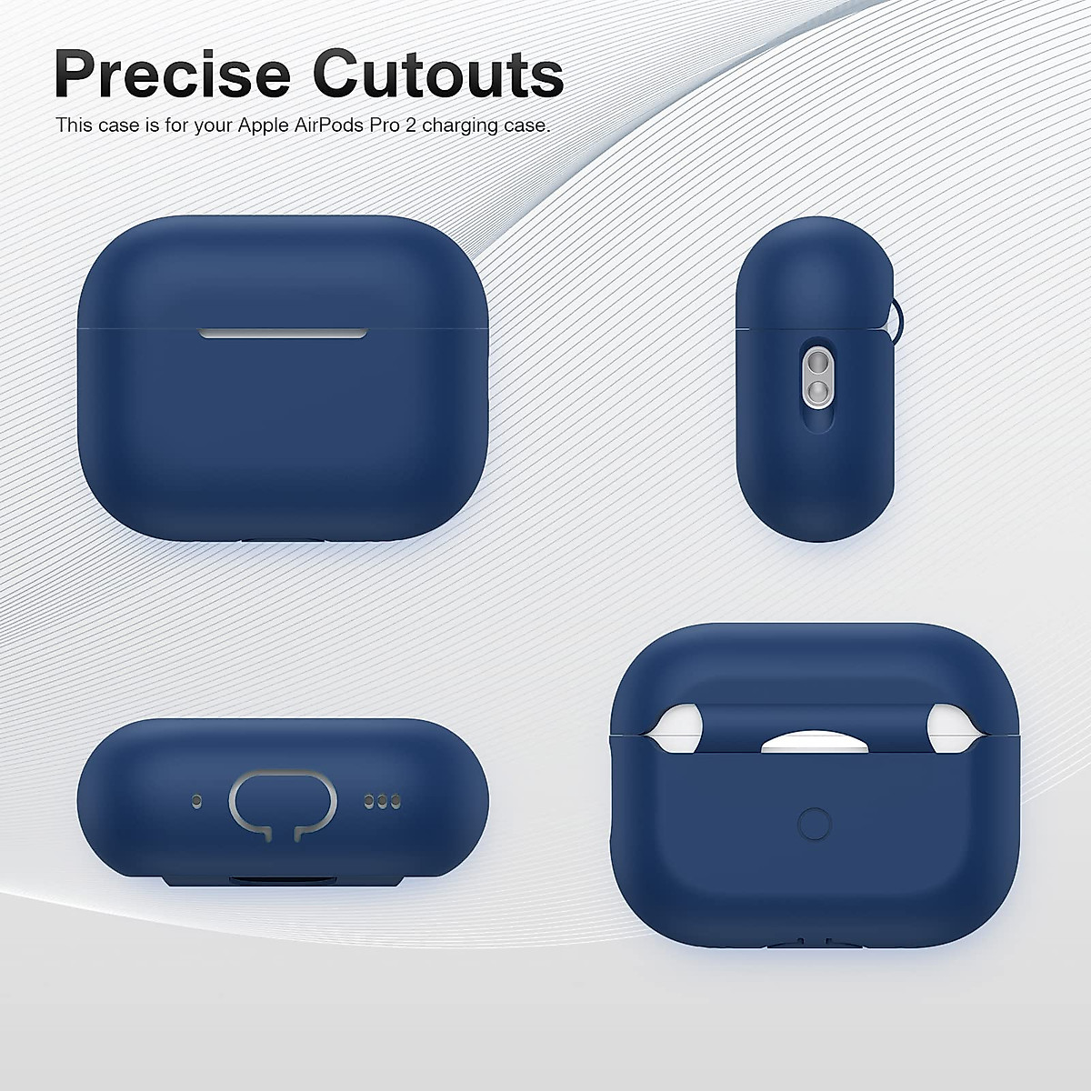 OULUOQI Compatible with AirPods Pro 2 Case 2023/2022, Soft Silicone Skin Cover Shock-Absorbing Protective Case [Front LED Visible]