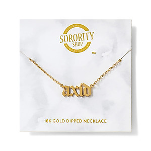 Sorority Shop Alpha Xi Delta Necklace — AXD Old English Font Design, 18K Gold Plated, Alpha Xi Delta Gifts for Women