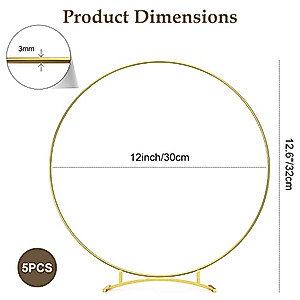 Sntieecr 5 PCS 12 Inch Metal Floral Hoop Centerpiece for Table, Metal Gold Wreath Rings with One-Piece Stands Table Decorations Centerpiece for DIY Wedding Table Decor and Party Decorations