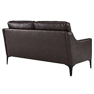 Modway Corland Upholstered Leather Loveseat, Brown