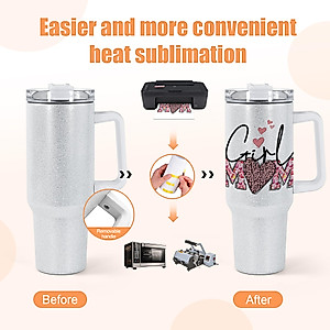 AGH 40 oz Sublimation Glitter Tumblers with Handle,2 Pack Stainless Steel Insulated Tumblers Blanks Water Bottle Travel Cups,BPA-FREE, Keep Warm up to 24 Hours