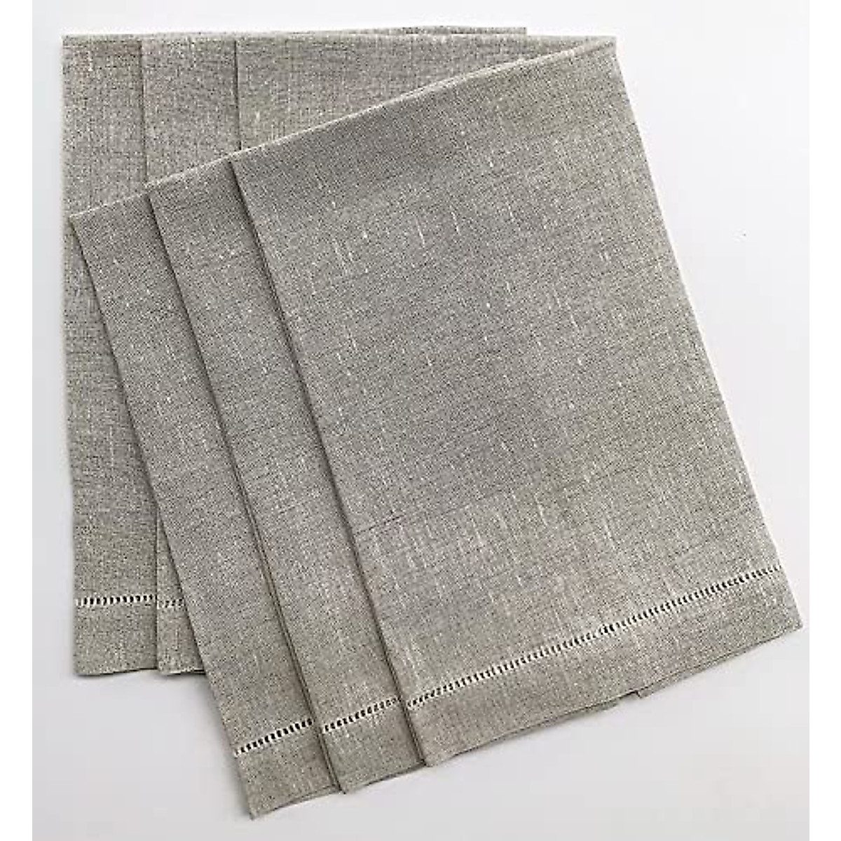 Natural Linen Hem Stitch Hand Towels - Set of 6 14"x22"-Ladder hemstitch 100% Linen Cloth Guest Towels Luxury