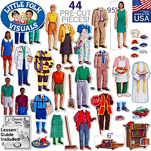 Little Folk Visuals Small Community Helpers Precut Flannel/Felt Board Figures, 44 Pieces Set