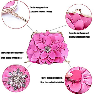 Women's 3DFloral Evening Satchel handbag Bag,Shell fashion diamond-encrusted flower shoulder (Green)