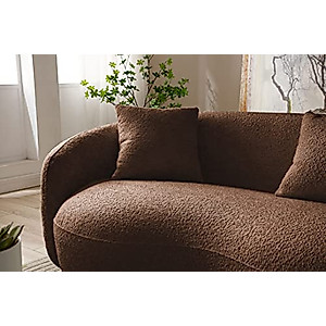 Modern Cloud Curved Sofa Mid-Century Comfy Half Moon Boucle Couch,Luxury 4-Seat Fabric Upholstered Leisure Deap Seat Sectional Sofá with 3 Throw Pillows for Living Room