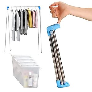 GIPOBUY Portable Clothes Rack Travel Garment Rack, Foldable Collapsible Clothing Rack, Mini Folding Portable for Dance, Painting, Travel, Drying, Camping,New Tech Easy Lock and Release(Non-Heavy Duty)