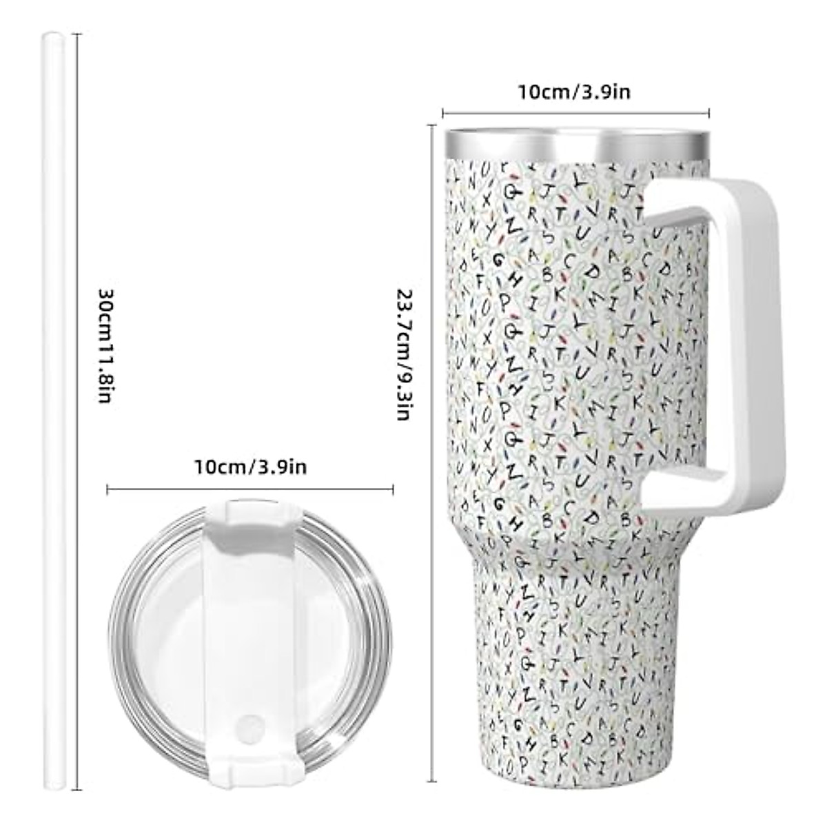 HULIBIN Stripe and Light Print Double Deck Stainless Steel Travel Coffee Cup With Lid 40 Oz Ice Bully Cup