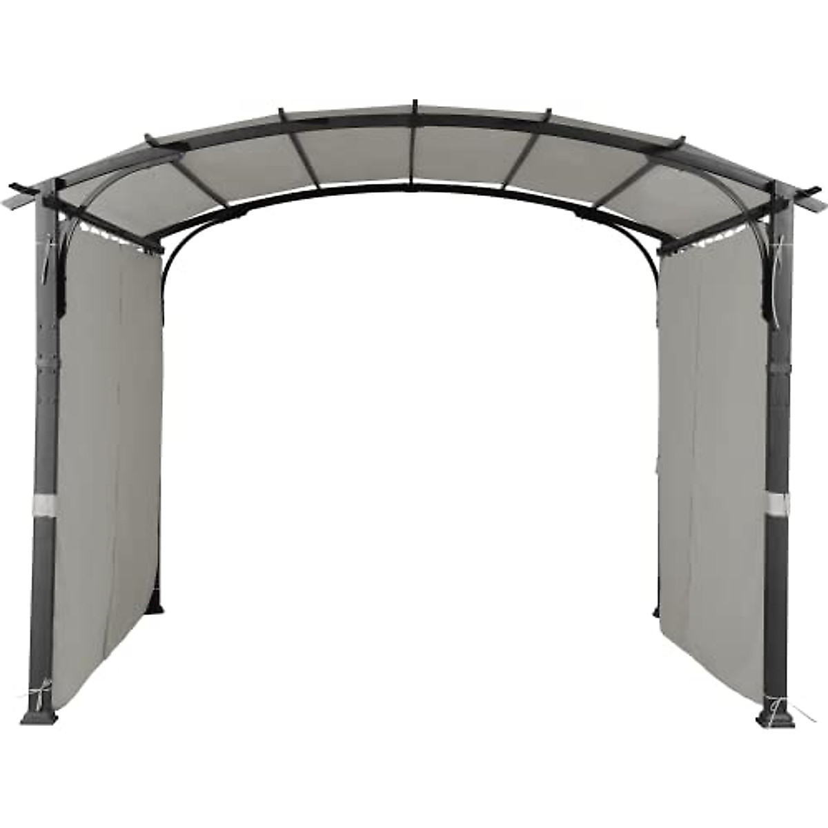 Joyside 11'x11' Outdoor Pergola with Sidewalls - Arched Top Outdoor Pergola with Metal Steel Frame and Textilene Top Canopy, Ideal for BBQ Party & Family Gathering, Grey Top