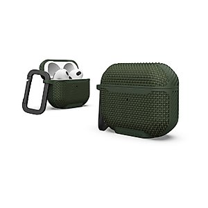 UAG Designed for AirPods Case (3rd Generation 2021) Metropolis Ballistic ARMR Olive Drab - Rugged Protective Case Cover Compatible with MagSafe Charging with Keychain Carabiner by URBAN ARMOR GEAR