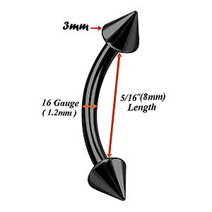 bodyjewellery 2pcs 16g 8mm Curve Barbell Black Titanium Conch Cartilage Bar Stud Eyebrow Tragus Earrings Lip Helix Rook Ring B2QCI