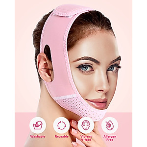 FairyFace Reusable V Line Lifting Mask, Double Chin Reducer, Chin Strap, Face Belt, Lift and Tighten the Face to Prevent Sagging, Create a V Shaped Face Full of Vitality