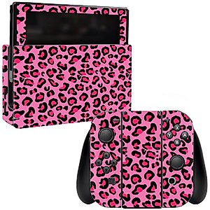 MightySkins Skin Compatible with Nintendo Switch - Pink Leopard | Protective, Durable, and Unique Vinyl Decal wrap Cover | Easy to Apply, Remove, and Change Styles | Made in The USA