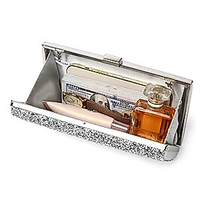 Silver Clutch Purses for Women Evening Bride Crystal Bags and Clutches Prom Bag Glitter Purse Womens Wedding Prom Party (Silver)