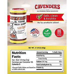 Cavender's All Purpose Greek Seasoning - 8 oz (pack of 4) and exclusive Cavender's Recipe 4 Pack box!!