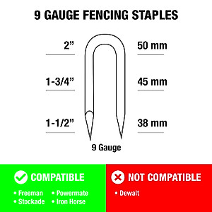 Freeman FS9G2 9-Gauge 2" Glue Collated Fencing Staples (1000 Count)