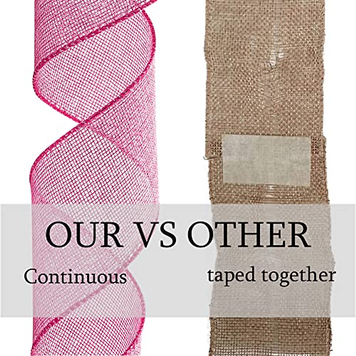 LIUYAXI Pink Burlap Wired Ribbon, 2-1/2" x Continuous 10 Yard, Solid Wired Edge Ribbon for Crafts,Gift Wrapping,Big Bow,Wreath,Tree Decoration,Outdoor Decoration