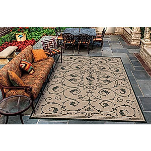 Couristan Recife Veranda 5-Feet 3-Inch by 7-Feet 6-Inch Rug, Cocoa and Black