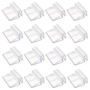 LEEFONE 16 PCS 6mm Acrylic Aquarium Cover Clip, Clear Fish Tank Glass Cover Clip Support Holder Universal Lid Clips for Rimless Aquariums