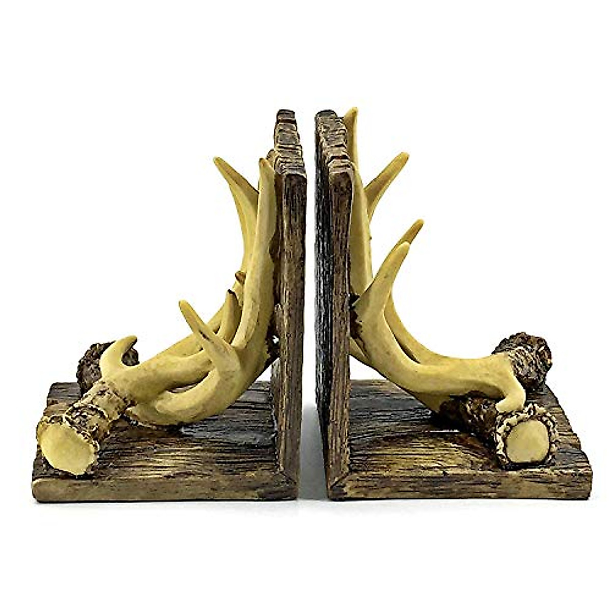 Bellaa Decorative Bookends Antler Rustic Unique Book Ends Home Office Books Shelves Stoppers Holder Nonskid Deer Cabin Decor Mountain Lodge 8 Inch
