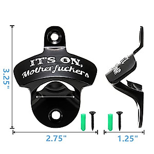 Tebery 4 Pack Black Bottle Opener Wall Mounted with Screws Anchors, Funny Bar Accessories Essential Beer Opener for Men Dad Beer Lovers, Novelty Birthday Fathers Day