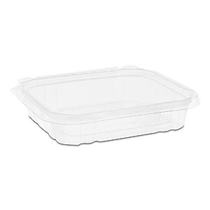 Pactiv Evergreen EarthChoice Tamper Evident Recycled Hinged Lid Deli Container, 16 oz, 7.25 x 6.38 x 1, Clear, Plastic, 240/Carton