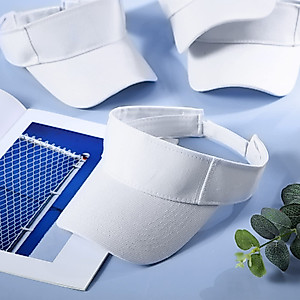 24 Pieces Visors Bulk for Women Men Adjustable Sun Visor Hats UV Protection Sport Visors(White)