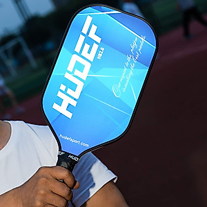 HUDEF HB 2.0 Blue+Red Pickleball Paddles, Lightweight Graphite Carbon Fiber Face Racquet Rackets Elongated Racket,Honeycomb Core,Cushion Comfort Grip USAPA Approved