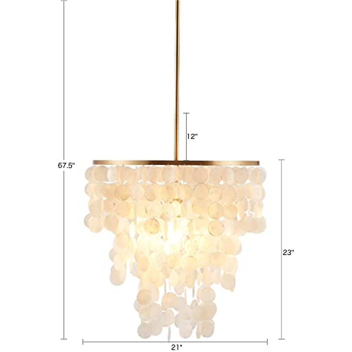 Urban Habitat Isla Modern Classic Chandeliers-Metal, White Shell Shade Pendant Ligthing Lamp Ceiling Dining Room Lighting Fixtures Hanging