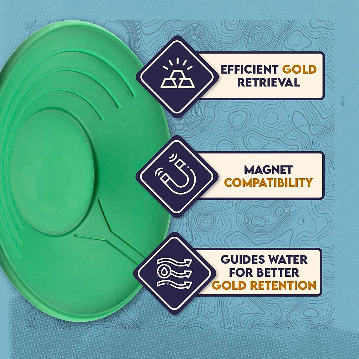 SE 14 Inch Gold Panning Pan - Three Riffles for Easier Mining and Prospecting (4 Pack Green)