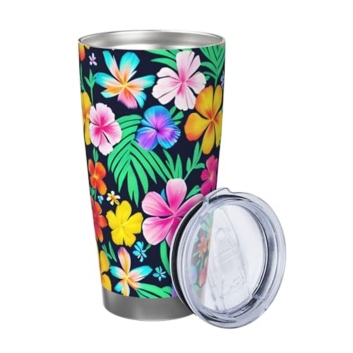 WXZYFP Car cup (single silver rim), can use a straw or drink directly, easy to use.Colorful flowers