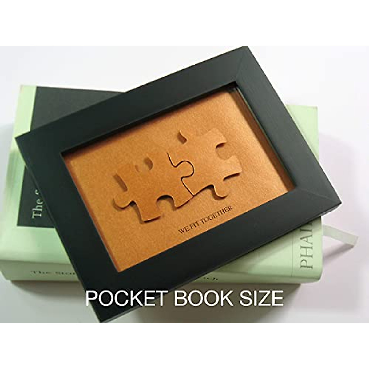 We fit together Puzzle Paper Cut Art - Gift for 8th Anniversary, Valentines Day Gift for him or her - DIY the Name and Date on Bronze Color Jigsaw