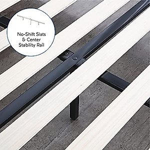 Classic Brands Mornington Upholstered Platform Bed | Headboard and Wood Frame with Wood Slat Support, Full, Grey