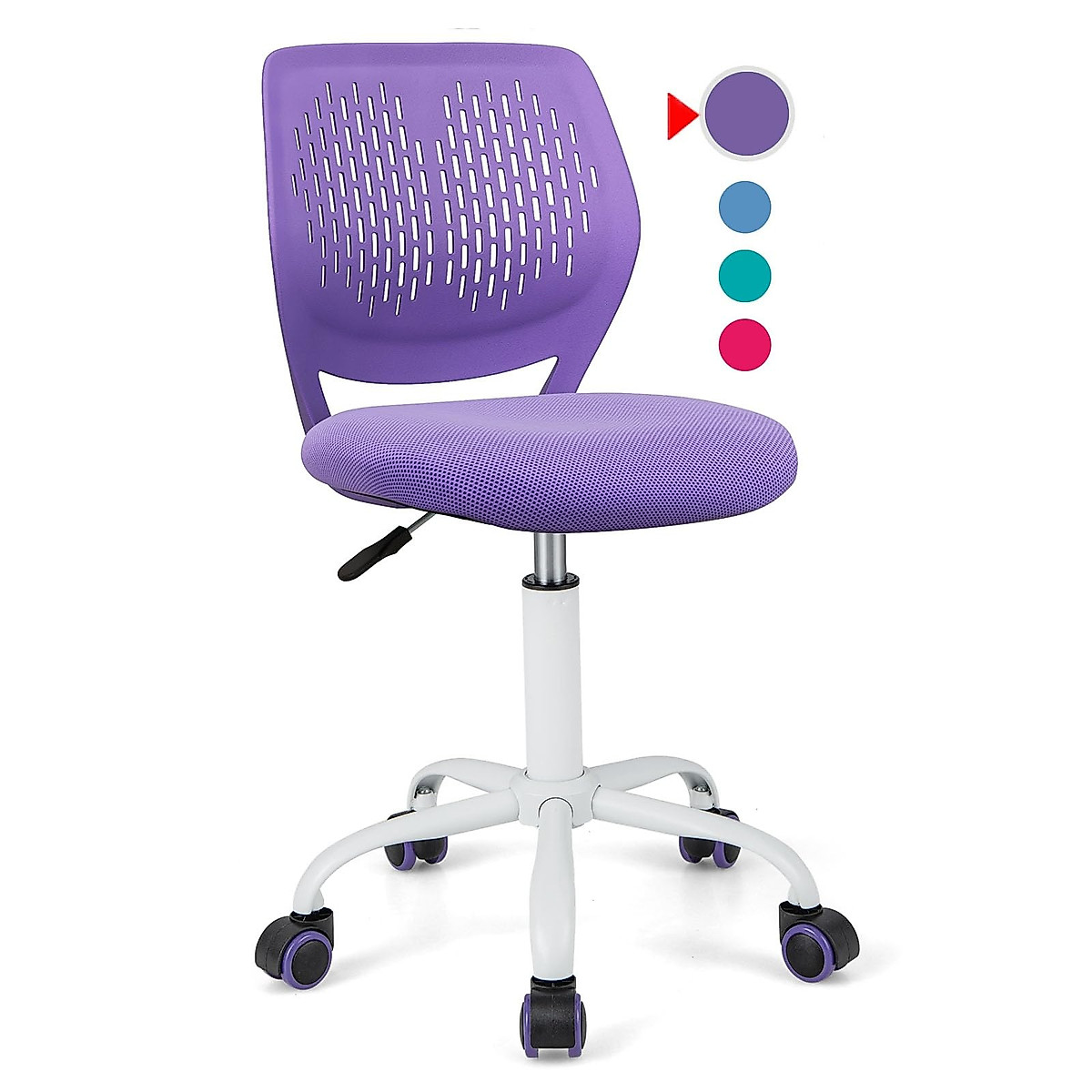 POWERSTONE Home Desk Chair Cute Office Chair Small Adjustable Swivel Task Chair Armless Writing Desk Chair for Small Space Purple