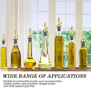 6 Pcs Weighted Stainless Steel Liquor Bottle Pourers Auto Flip Olive Oil Dispenser Spout Balsamic Alcohol Pourer Spouts (Gold)