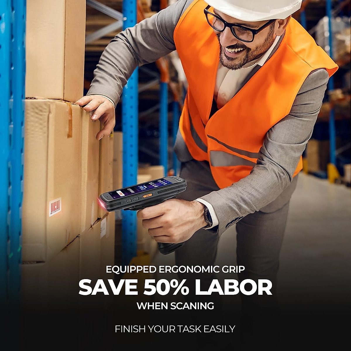 Newest 2023 Android Barcode Scanner MUNBYN Handheld Mobile Computer 1D/2D QR Zebra Scanner with Pistol Grip Android 11 Data Terminal IP65 Rugged PDA 4G Wi-Fi GPS BT 8000mAh Battery for WMS Management