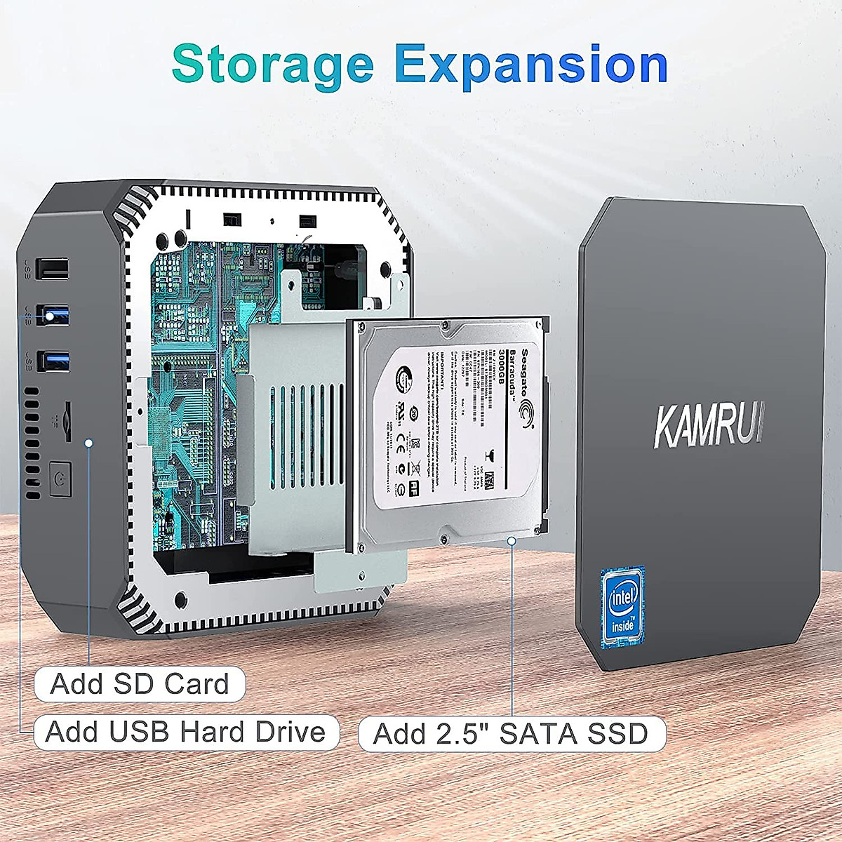 KAMRUI Mini PC,Windows 10 pro 8GB RAM 256GB SSD Micro Desktop Computers, Supports 4K HD Dual Screen/2.4G +5G WiFi/Gigabit Ethernet/BT 4.2 Small Form Factor Computer For Office/Remote Work/Home Theater
