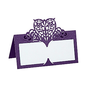PATIKIL Table Name Place Cards,50Pcs 3.9 x 3.9inch Favor Decor Hollow Butterfly Cut Design Seat Blank Card for Wedding Party Seating Place Cards Purple