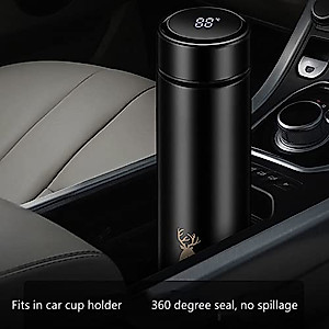 Vacuum insulated stainless steel thermos cup | men's and women's reusable daily automotive leak-proof thermos | Smart display temperature series | 16 ounces. Hot Coffee/iced drink/Tea Cup