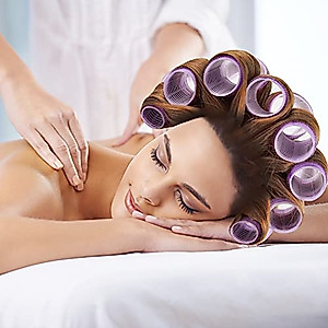 36 Packs Jumbo Hair Rollers Hair Curlers. 2.5 inch Large Self Grip Hair Curlers for Long Hair, Big Hair Rollers for Long Hair. No heat Curlers Hair Rollers with Clips & Comb (Purple)