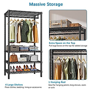 VIPEK V1S Wire Garment Rack 4 Tiers Heavy Duty Clothes Rack for Hanging Clothes Large Clothing Rack Freestanding Closet with Hanging Rod, 35.4'' L X 15.7'' W X 70.9'' H, Max Load 500LBS, Black