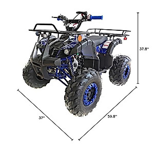 Upgraded 125cc Big ATV Automatic Transmission w/Reverse, LED Headlight, Big 19"/18" Tires (Factory Packaged) (Blue Color)